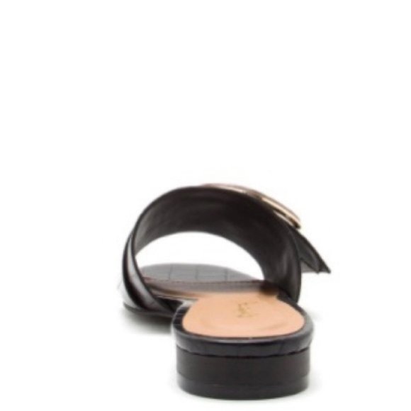 Shoes | Black Croc Slides With Tortoise Shell Buckle | Poshmark